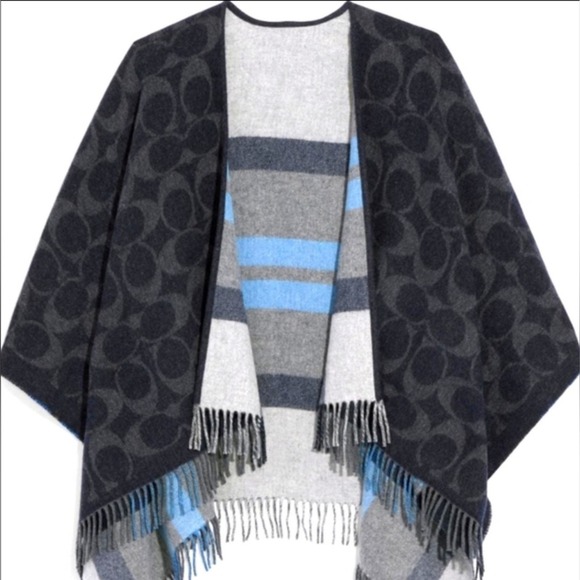 Coach | Sweaters | Coach Poncho Reversible Signature Cape In Midnight ...